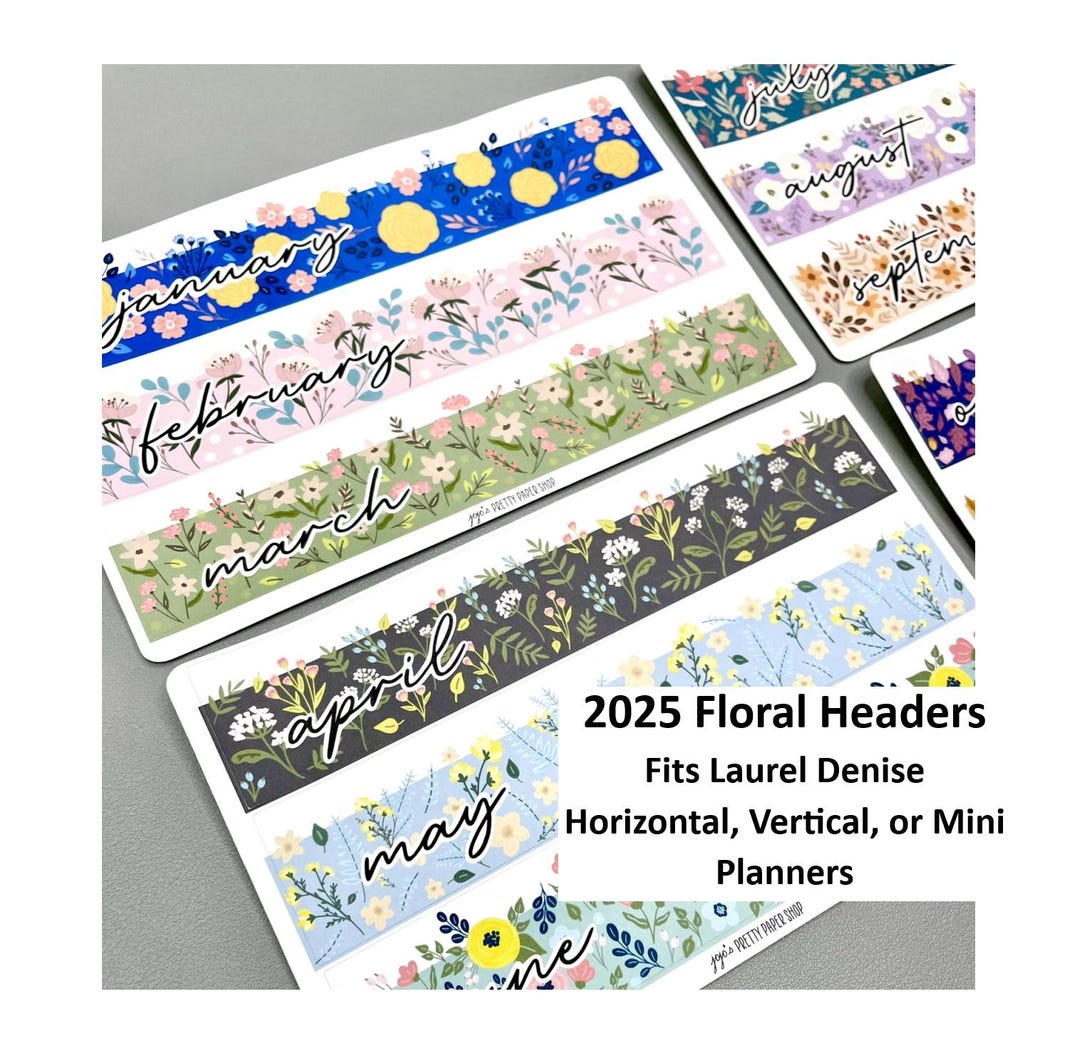 LD 2025 Floral Headers - 12 Months - Laurel Denise Friendly Monthly Kit ...
