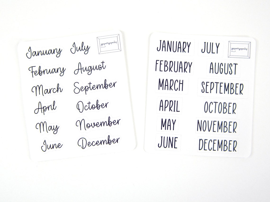 Months of the Year Single Sheet (4 Different Designs) - Planner ...