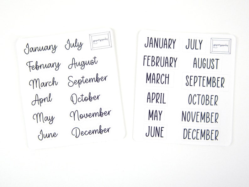 Months of the Year Single Sheet 4 Different Designs | Etsy