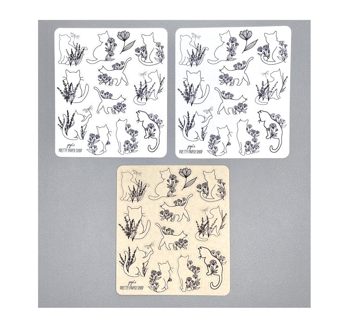 Line Art Cats - Cat Rescue - Planner Stickers - Three Types of Paper ...