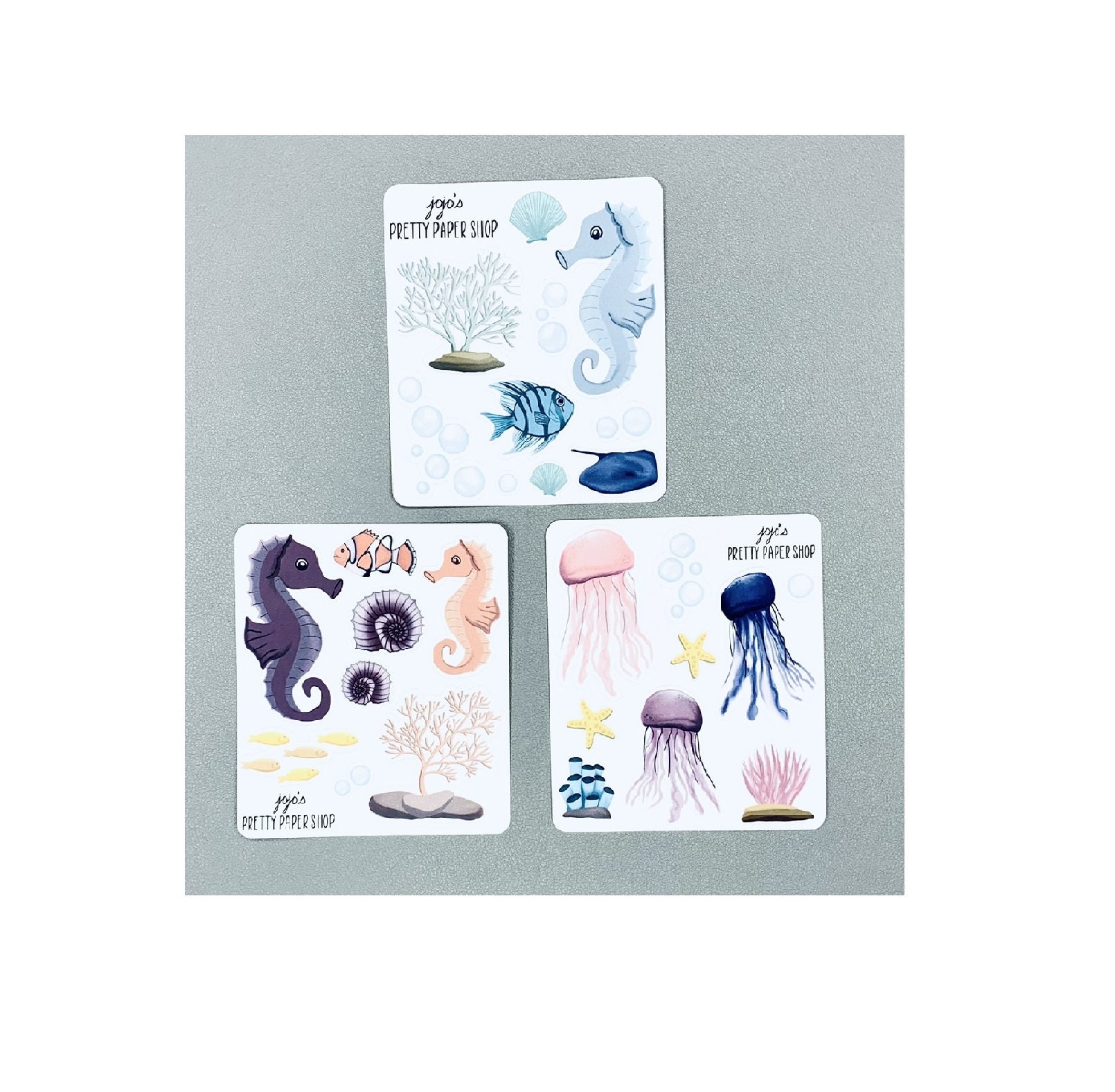Under the Sea- Mini Set - Mini Set of 3 Sheets - Planner Stickers - Etsy