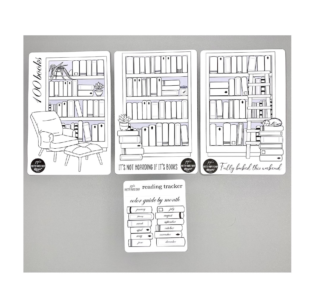 100 Books Reading Tracker - (3) Three 5x7" Sticker Sheets - Bonus Color ...