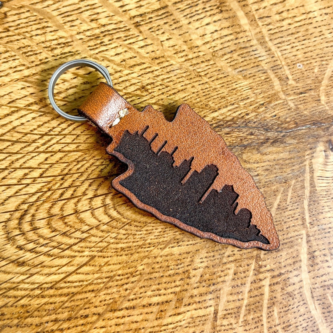 Arrowhead Genuine Leather Keychain - Etsy