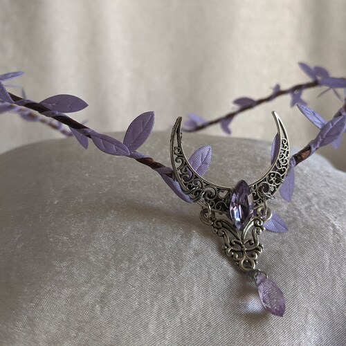 Light Blue Moon Woodland Tiara With Branches and Leaves - Etsy