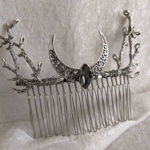 Moon and Branches Hair Comb | Etsy