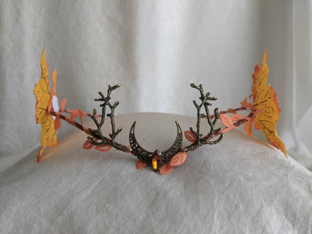 Autumn Ambiance Moon Woodland Tiara With Branches and Leaves - Etsy