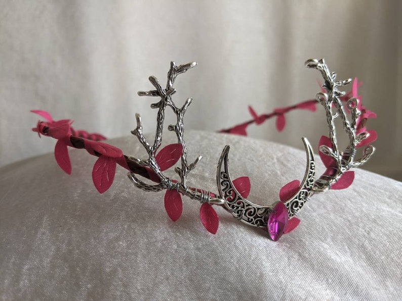 Rose Pink Moon Woodland Tiara With Branches - Etsy