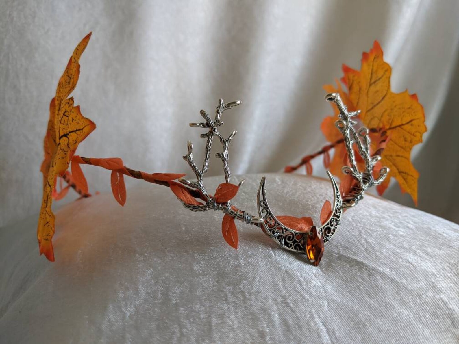 Autumn Ambiance Moon Woodland Tiara With Branches and Leaves - Etsy