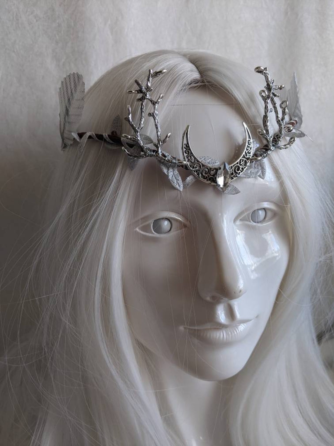 Silver Moon Woodland Tiara With Branches and Leaves - Etsy