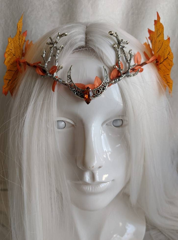 Autumn Ambiance Moon Woodland Tiara with Branches and Leaves | Etsy