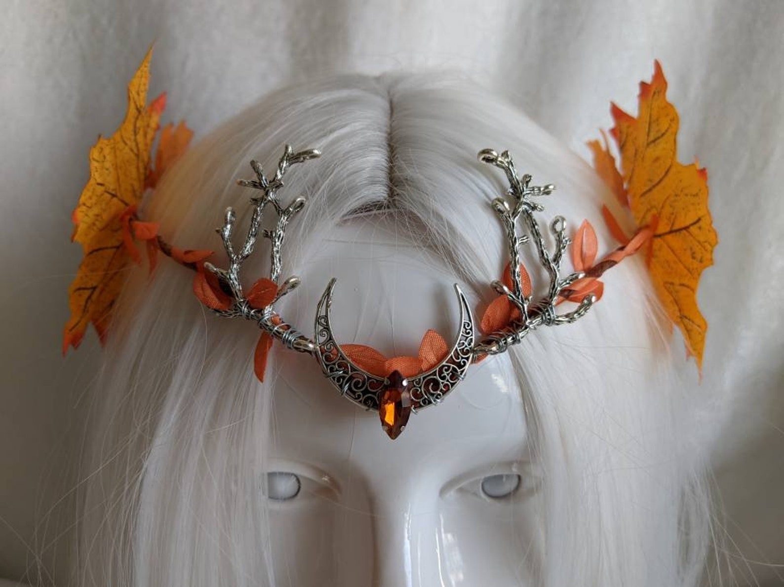 Autumn Ambiance Moon Woodland Tiara With Branches and Leaves - Etsy
