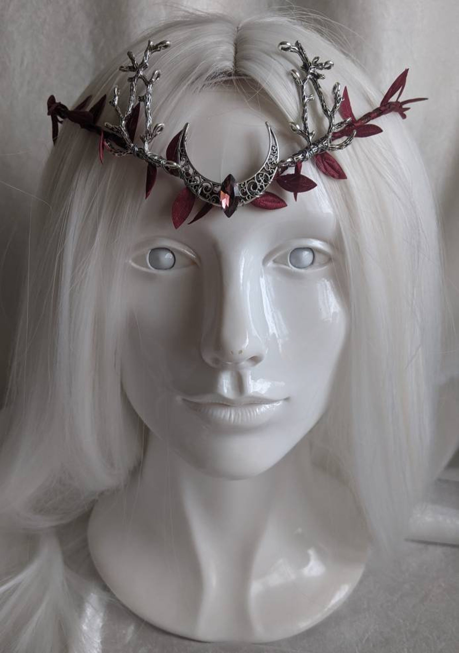 Burgundy Moon Woodland Tiara with Branches | Etsy