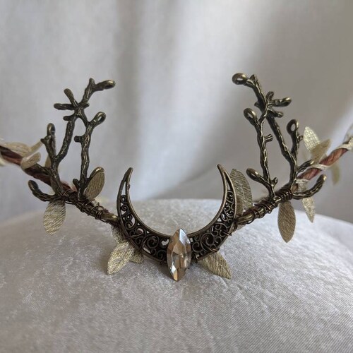 Champagne Moon Woodland Tiara With Branches - Etsy