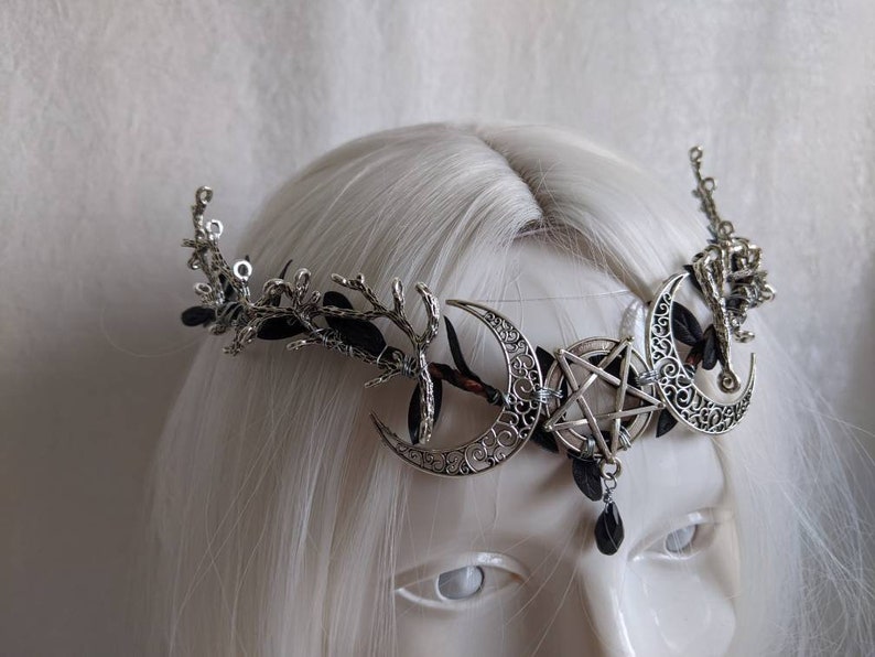 Triple Moon Pentagram Woodland Tiara With Branches - Etsy