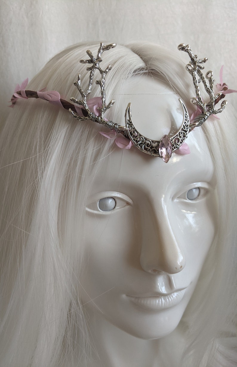 Dreamy Pink Moon Woodland Tiara With Branches - Etsy