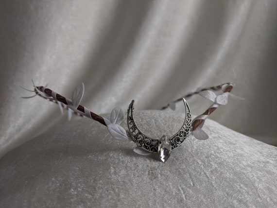 Stark White Moon Leaf Tiara | Etsy