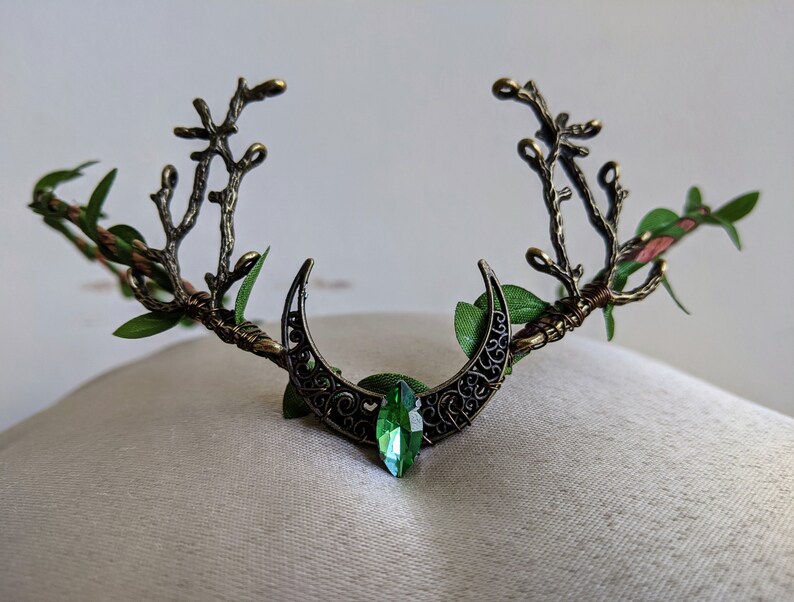 Green Moon Woodland Tiara with Branches | Etsy