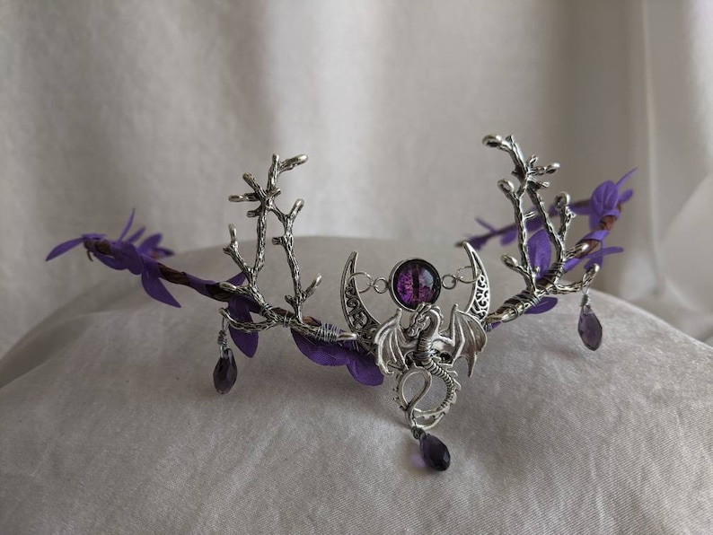 The Dragon's Magic Woodland Tiara With Branches and Drop - Etsy
