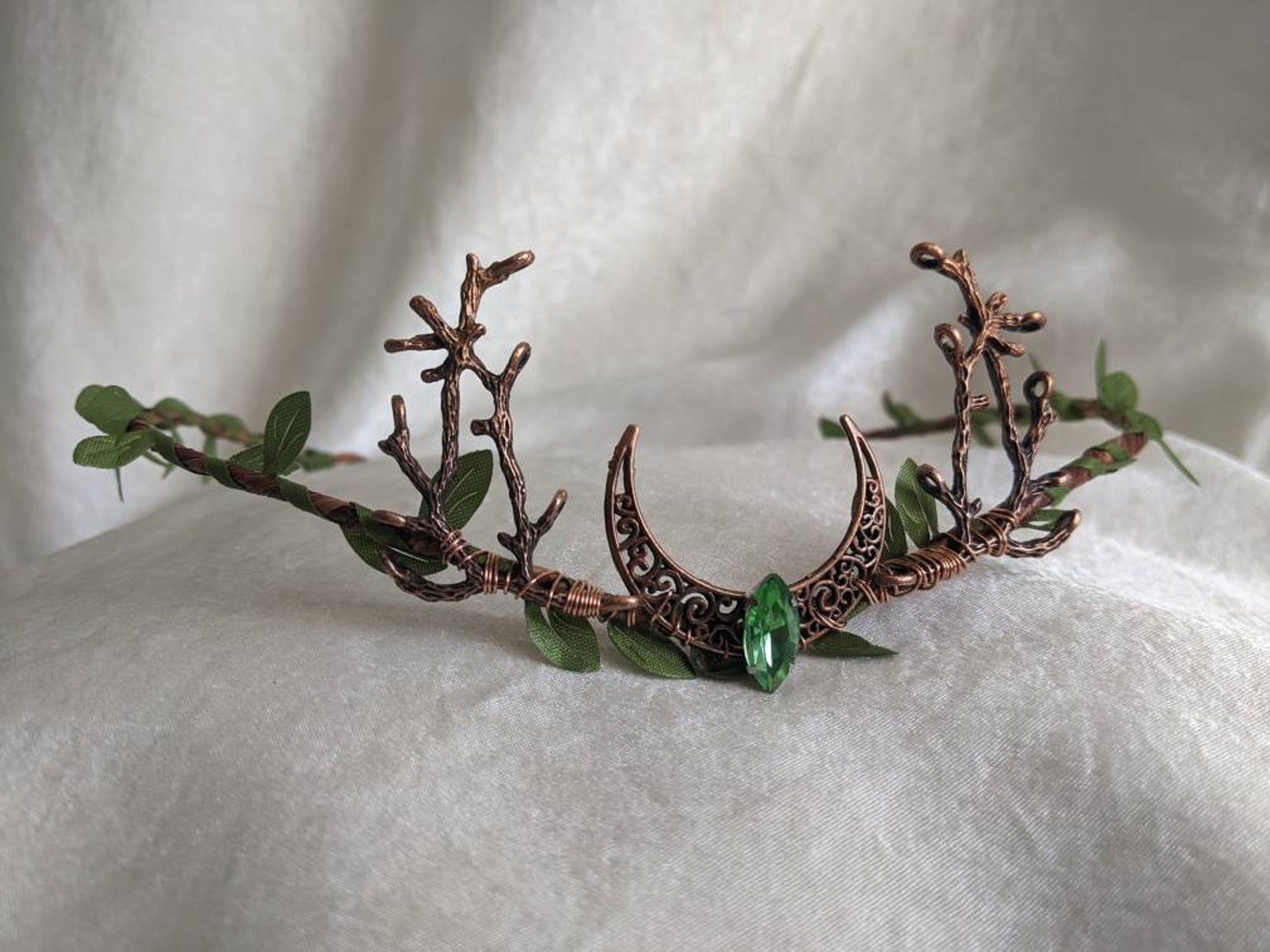 Green Moon Woodland Tiara With Branches - Etsy