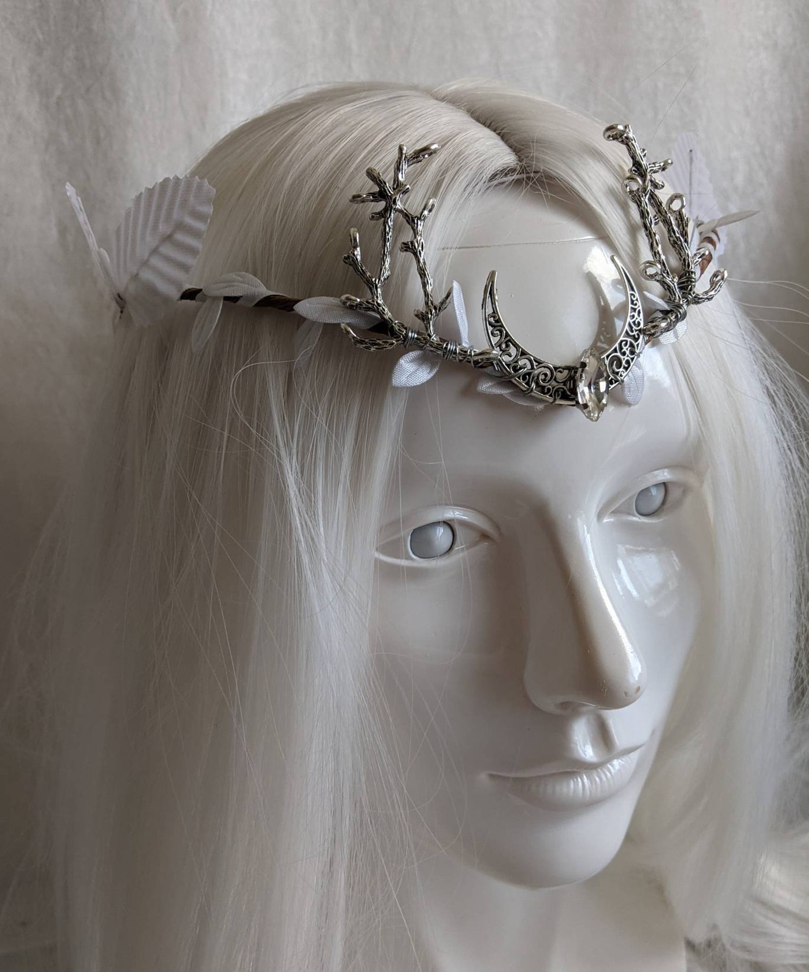 Frosted Forestscape Moon Tiara With Branches and Leaves - Etsy
