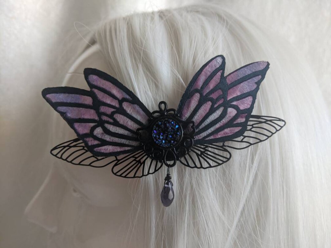 Dark Druzy Faerie Hair Clip - Etsy