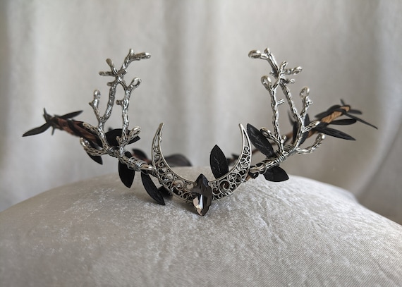 Black Moon Woodland Tiara With Branches - Etsy