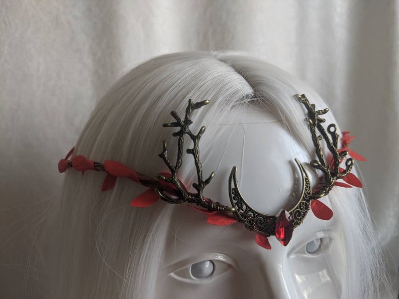 Red Moon Woodland Tiara With Branches - Etsy