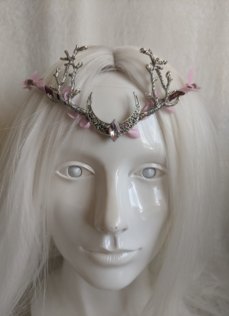 Dreamy Pink Moon Woodland Tiara With Branches - Etsy