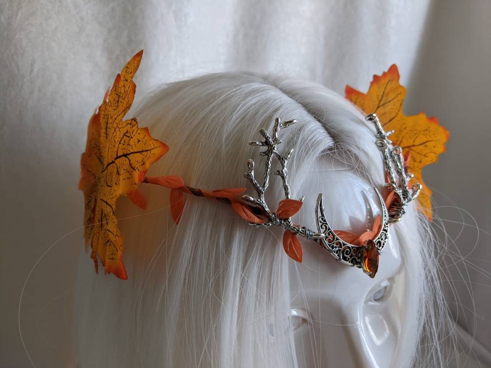 Autumn Ambiance Moon Woodland Tiara with Branches and Leaves | Etsy