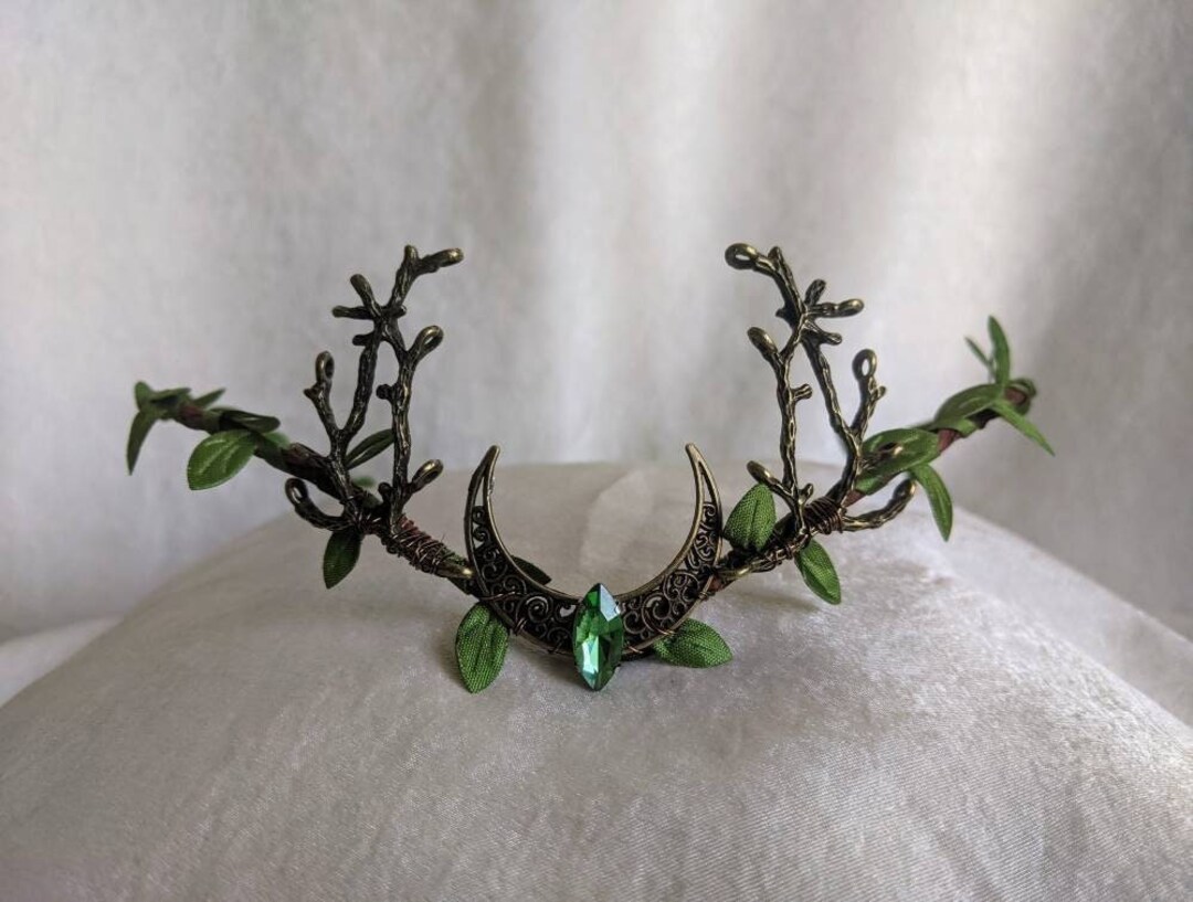 Green Moon Woodland Tiara With Branches - Etsy