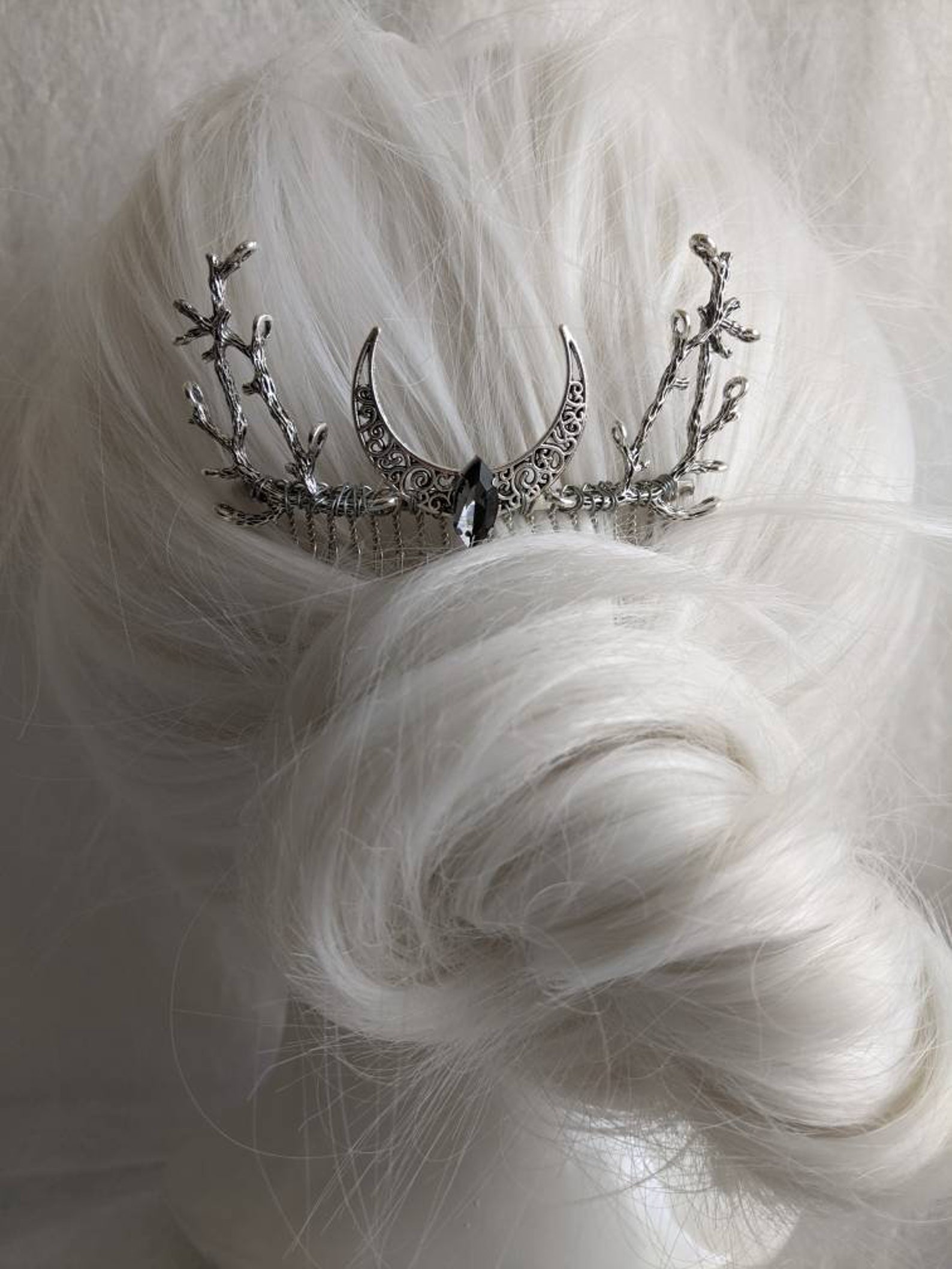 Moon and Branches Hair Comb | Etsy