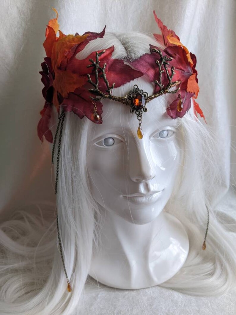 Autumnal Burgundy and Orange Tiara - Etsy