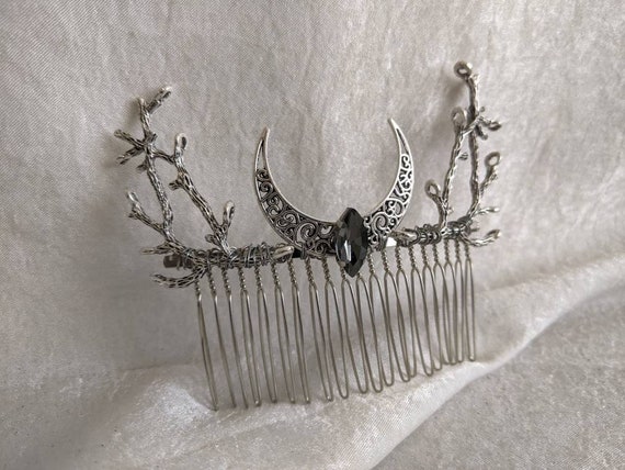 Moon and Branches Hair Comb | Etsy
