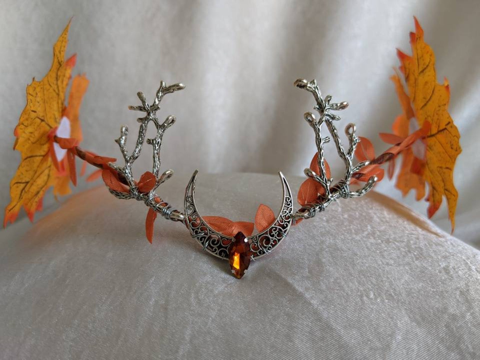 Autumn Ambiance Moon Woodland Tiara with Branches and Leaves | Etsy