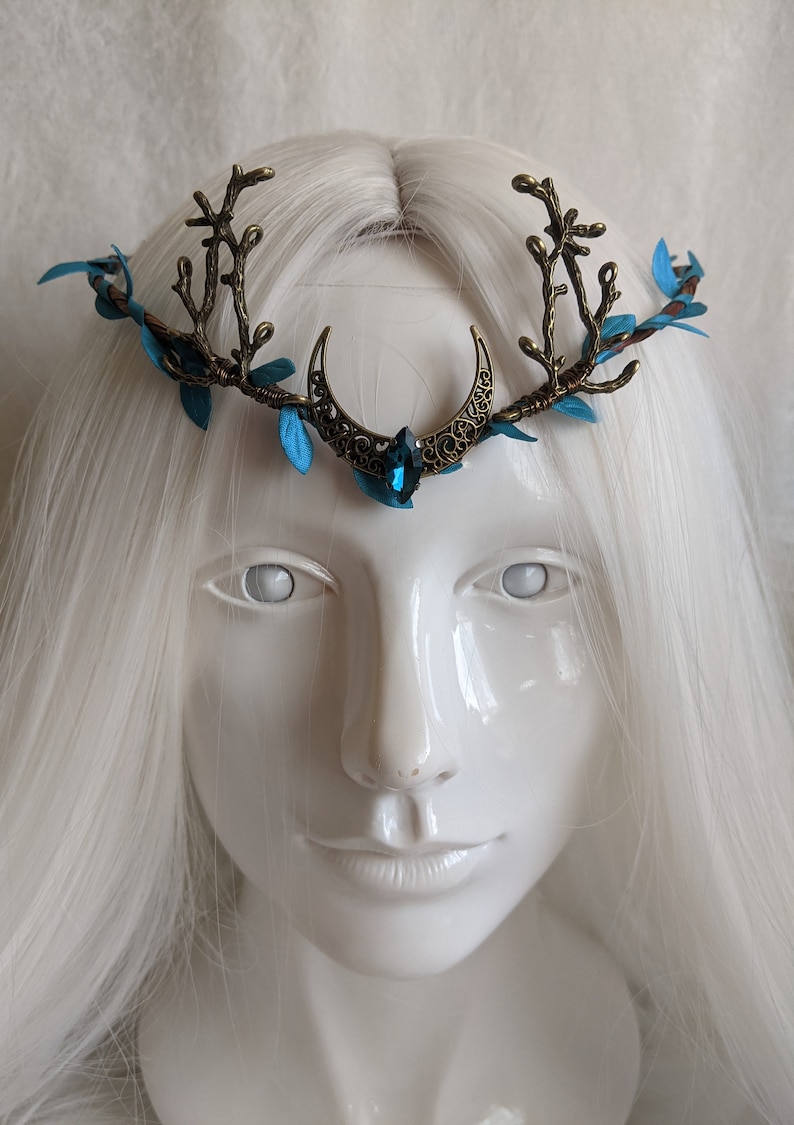 Teal Moon Woodland Tiara With Branches - Etsy