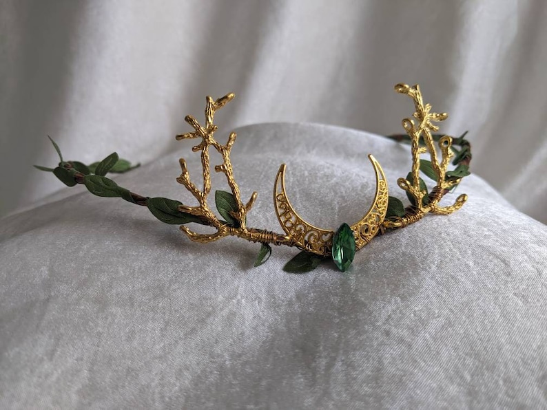 Green Moon Woodland Tiara With Branches - Etsy