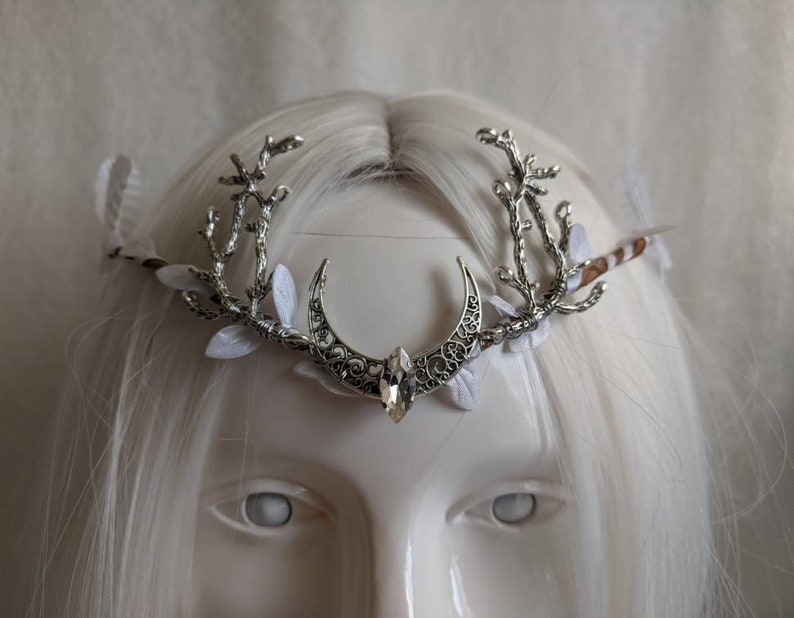 Frosted Forestscape Moon Tiara With Branches and Leaves - Etsy