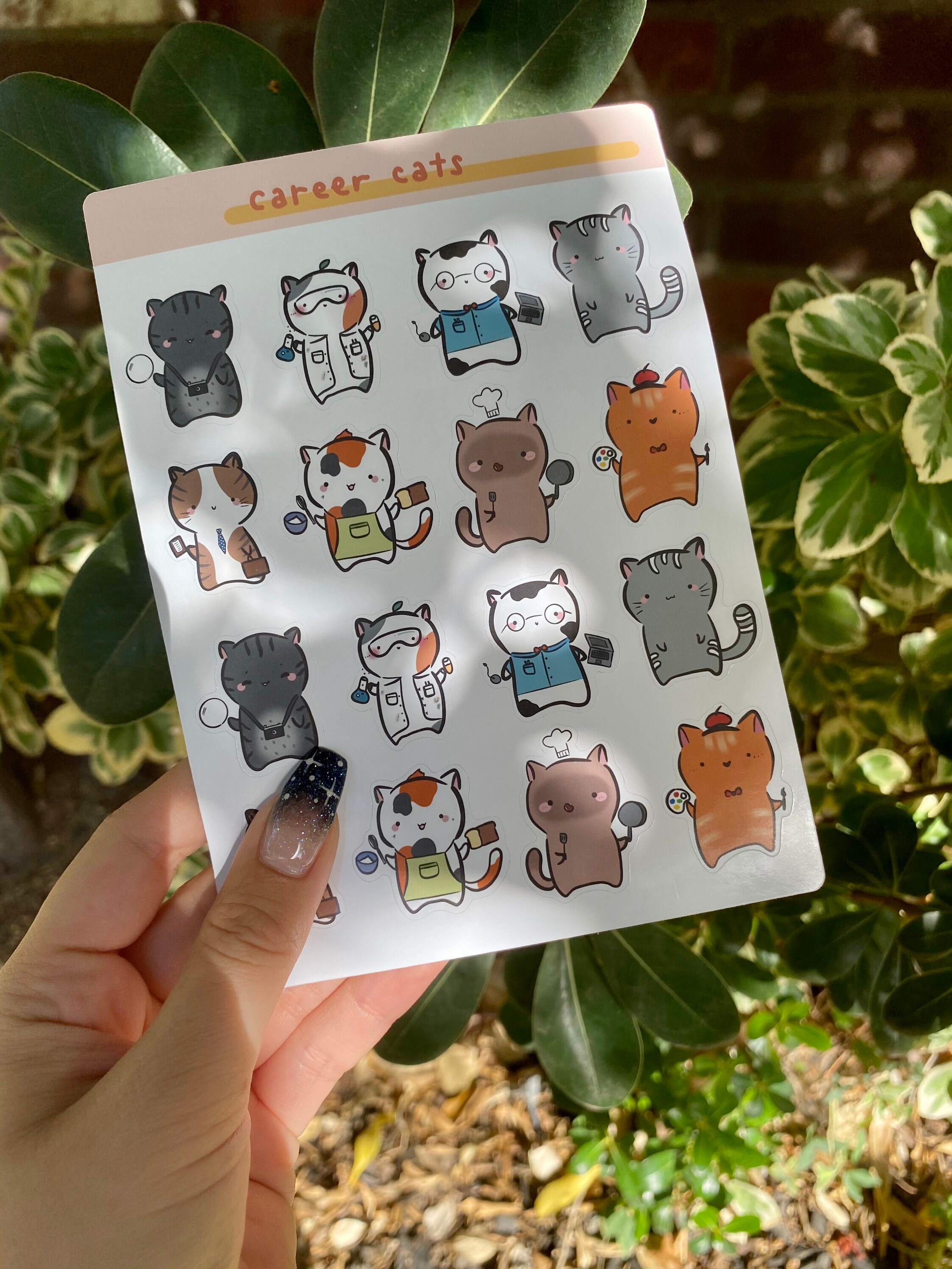 Cute Career Cats Planner Sticker Sheet ~ Kawaii Kitties Job Stickers ...