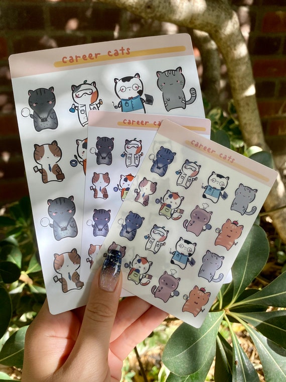 Cute Career Cats Planner Sticker Sheet Kawaii Kitties Job | Etsy
