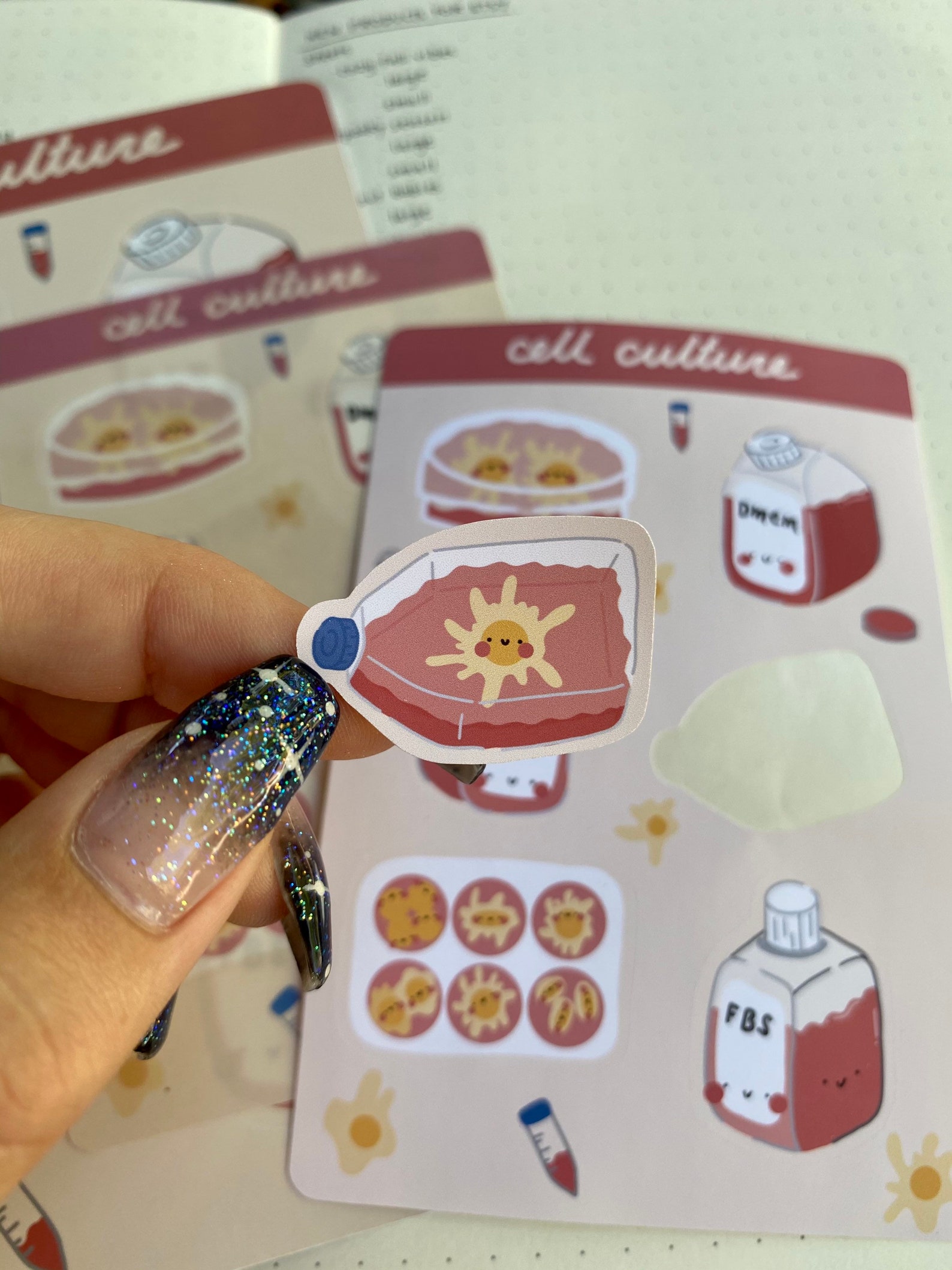 Cute Eukaryotic Cell Culture Sticker Sheet Kawaii Science | Etsy
