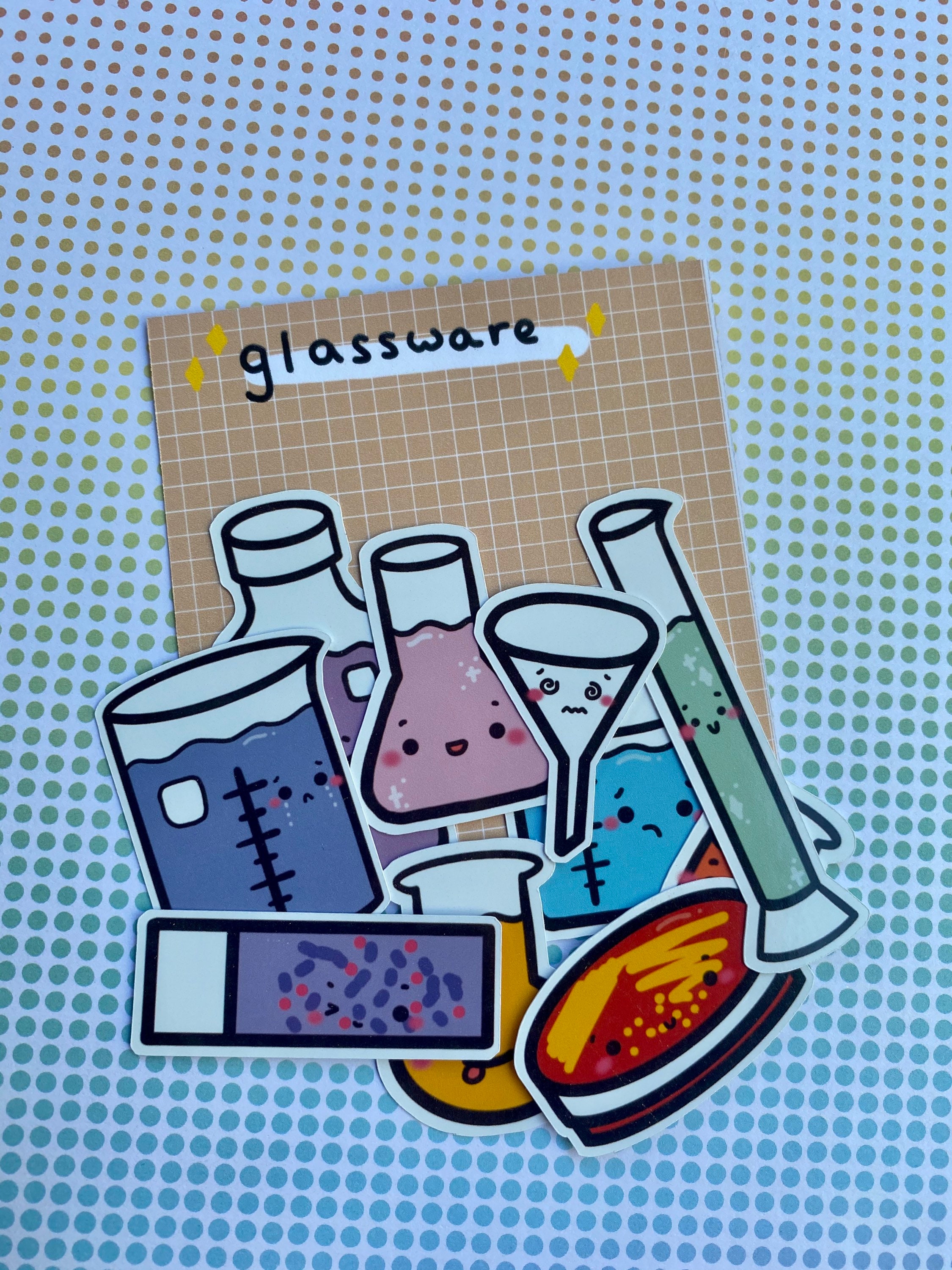Cute Scientific Glassware Sticker Set - Etsy