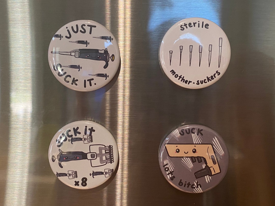 4-PACK Punny and Sassy Pipette 1.5 Inch Button Magnets ~ Fridge ...