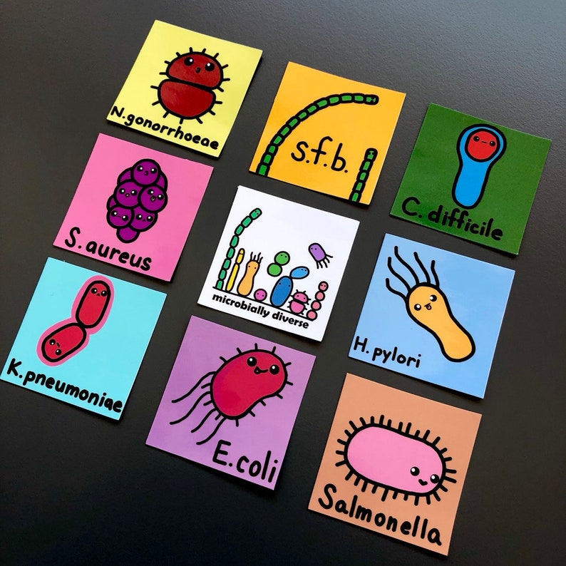 Cute Fat Bacteria Sticker Set - Etsy