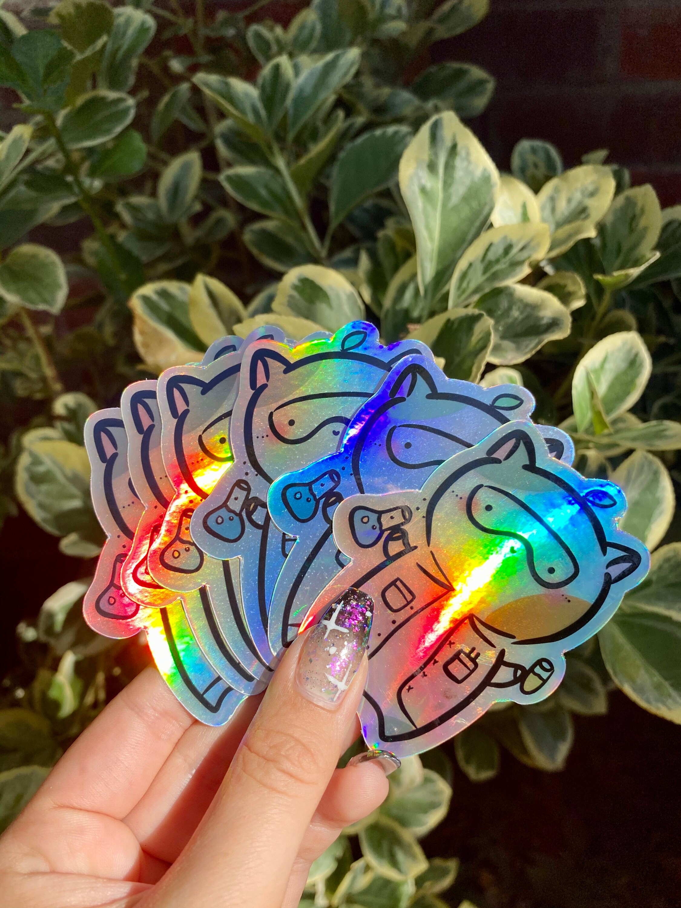 Holographic Cat Scientist Waterproof Vinyl Sticker | Etsy