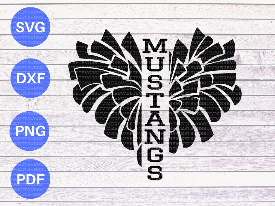 Mustangs svg, Cheer svg, Cheerleader svg, archivo de corte con pompones ...