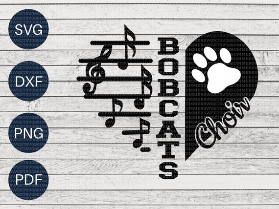 Choir svg png dxf music student orchestra heart design Bobcats | Etsy
