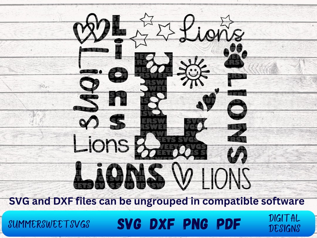 Lions Typography Svg Lions Svg Lions Cheer Svg Team Spirit - Etsy