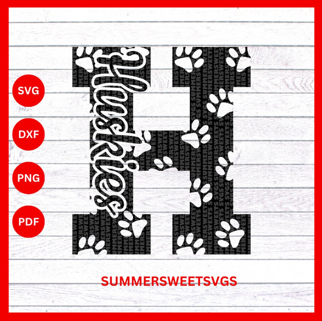 Huskies Svg, Letter Hsvg, Cheer Dvg, School Spirit Svg, Paw Print ...