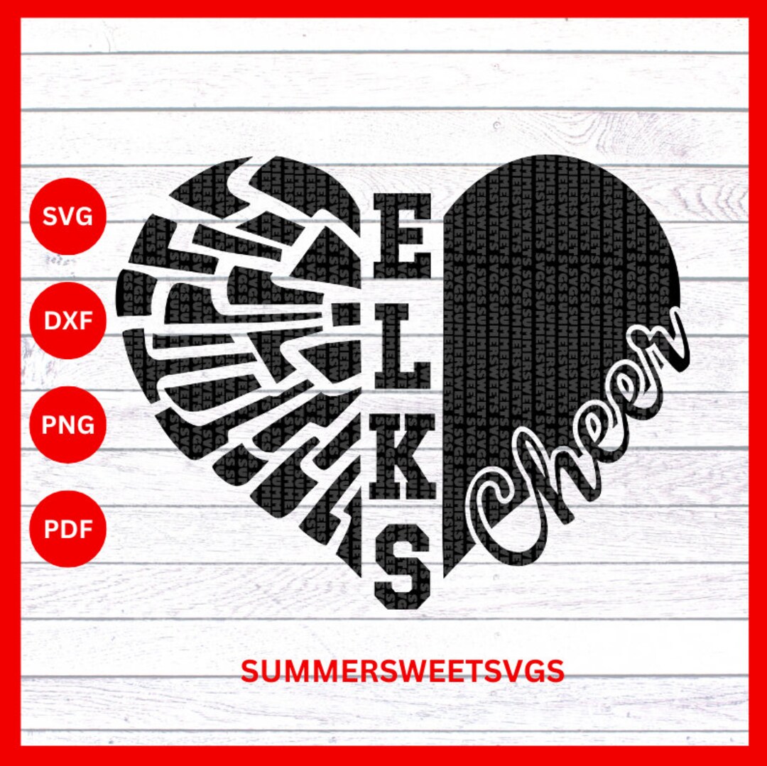 Cheer Svg Cheerleader Elks Cheer Heart Cheer Squad Mom School - Etsy