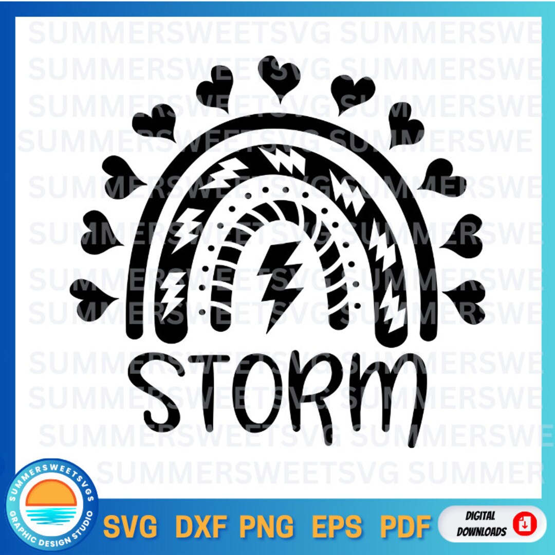 Storm Boho Rainbow SVG Cheer Svg Heart Lightning Bolt Love Cheerleader ...